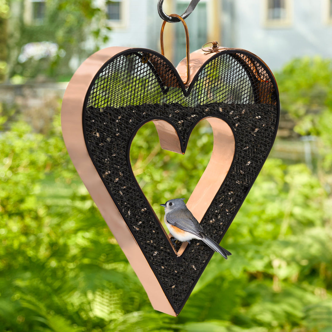 Be Still My Heart Fly Thru™ Heart-Shaped Copper Bird Feeder With Mesh ...
