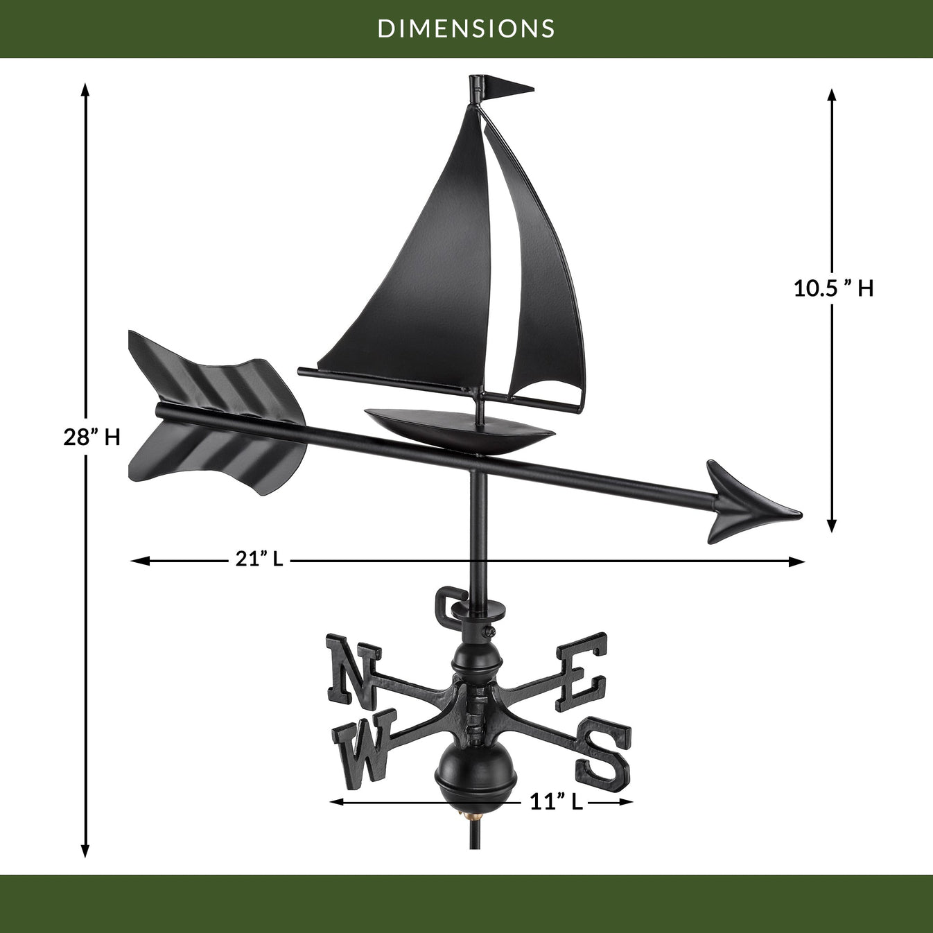 Black Aluminum Sailboat Garden Weathervane – Good Directions