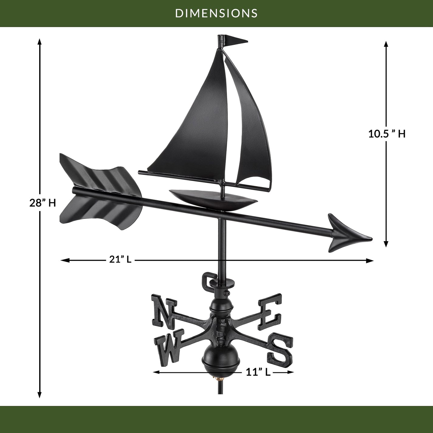 Black Aluminum Sailboat Garden Weathervane – Good Directions