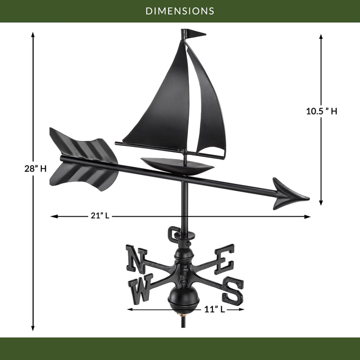 Black Aluminum Sailboat Garden Weathervane – Good Directions