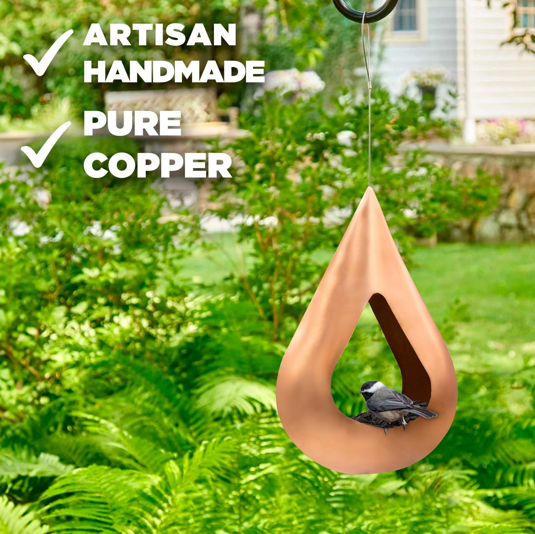 Rain Drop Fly-Thru Copper Bird Feeder – Good Directions