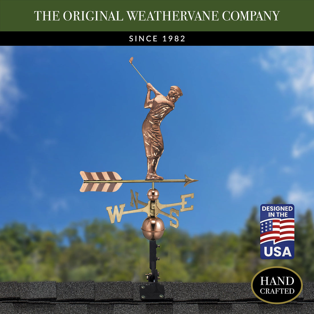 Golfer Weathervane - Polished Copper – Good Directions