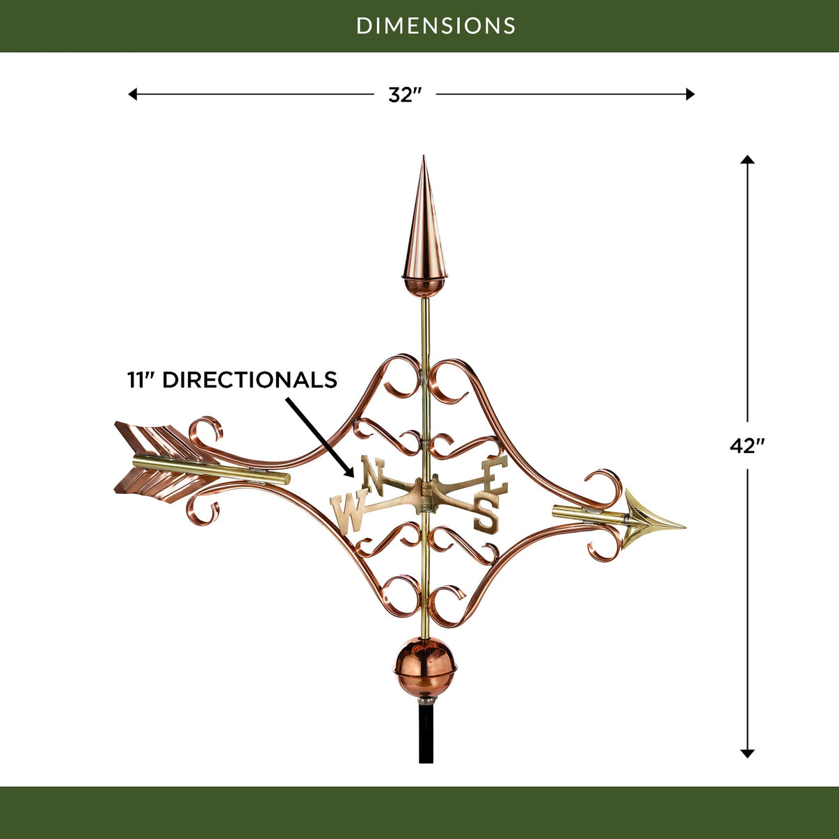 Victorian Arrow Weathervane - Polished Copper – Good Directions