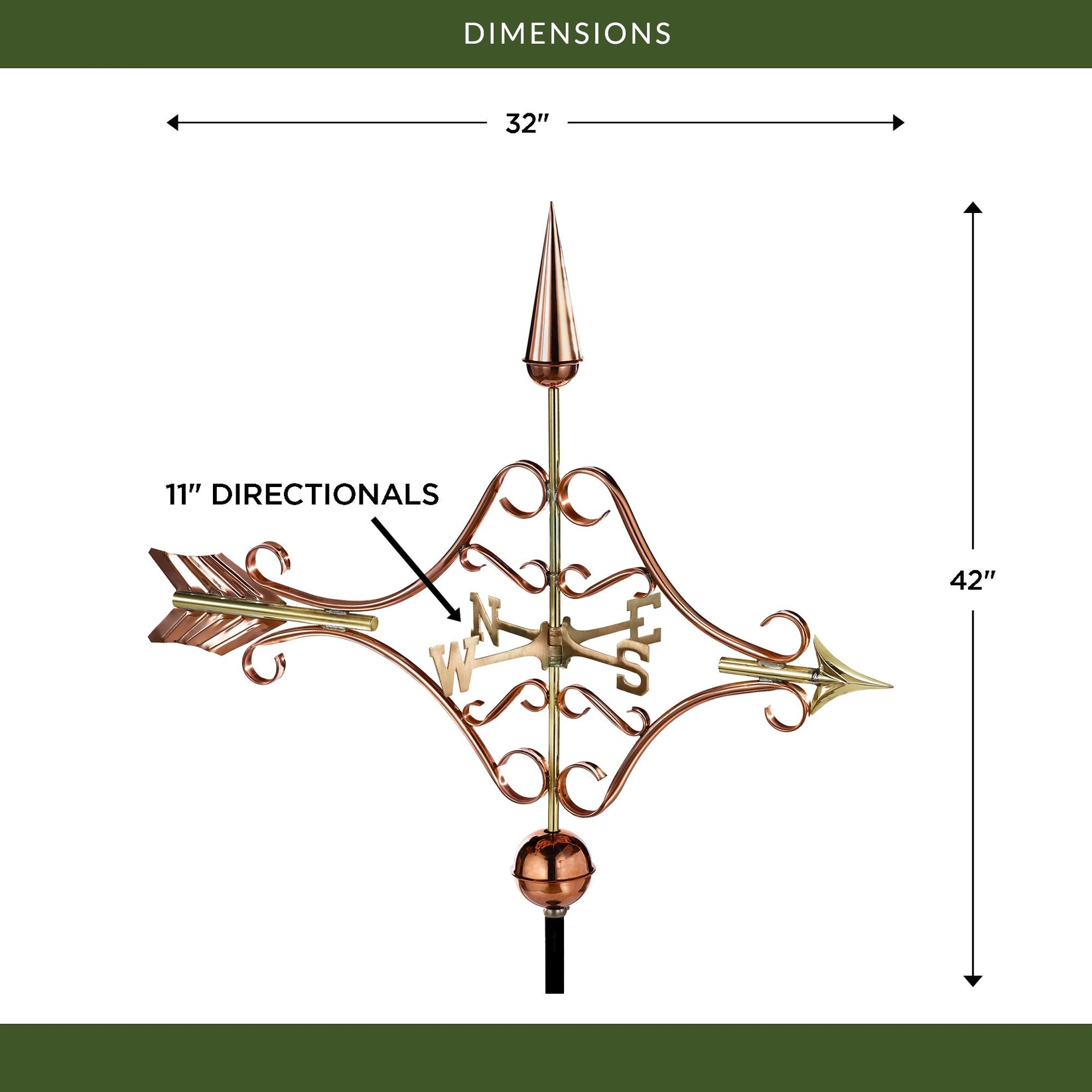 Victorian Arrow Weathervane - Polished Copper – Good Directions