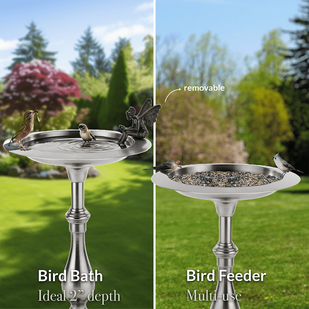 Classic Pewter Bird Bath Pedestal with Fairy – Good Directions